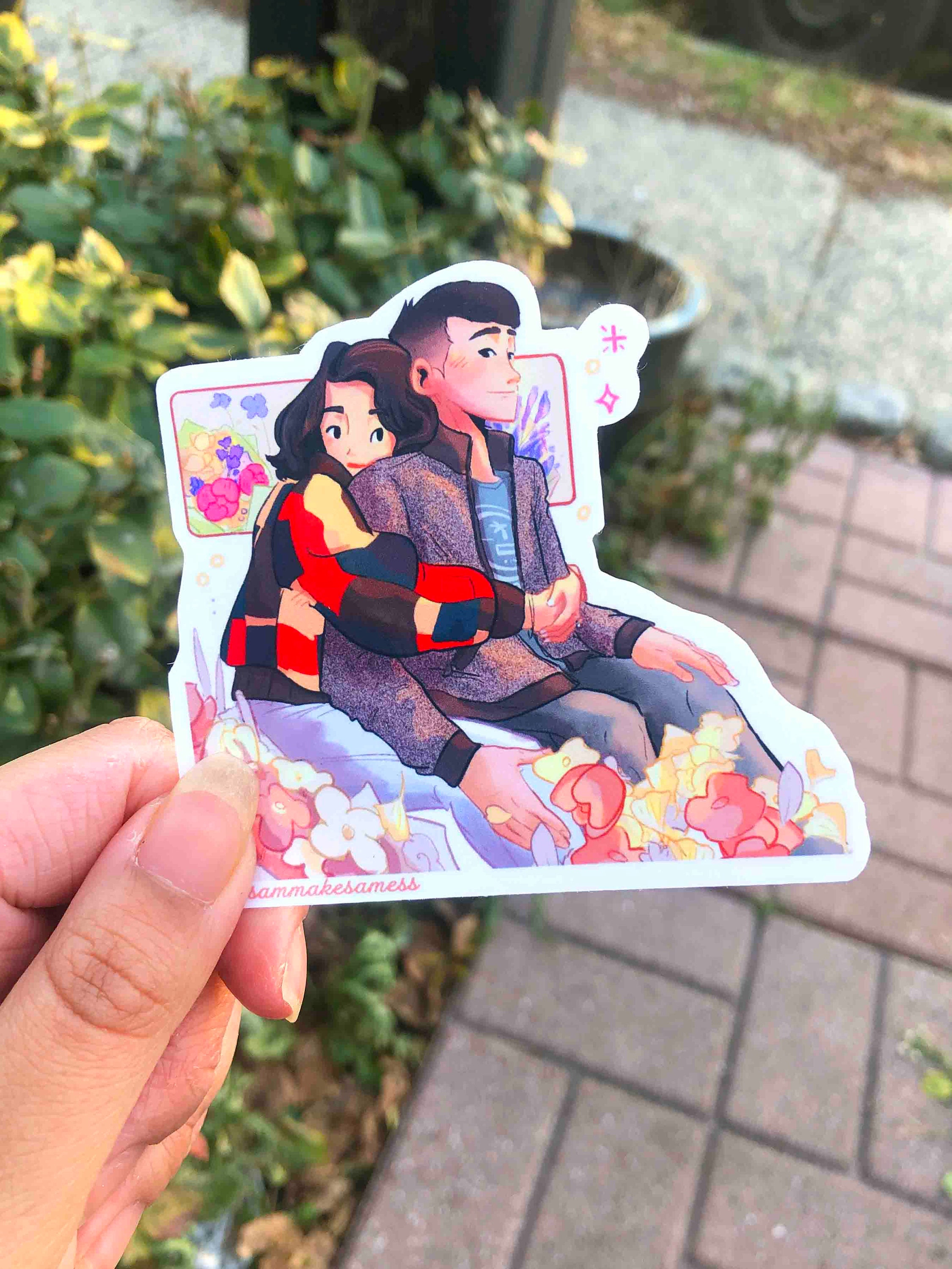 Cute Comic Aesthetic Couple Diecut Sticker L Waterproof Glossy L ...