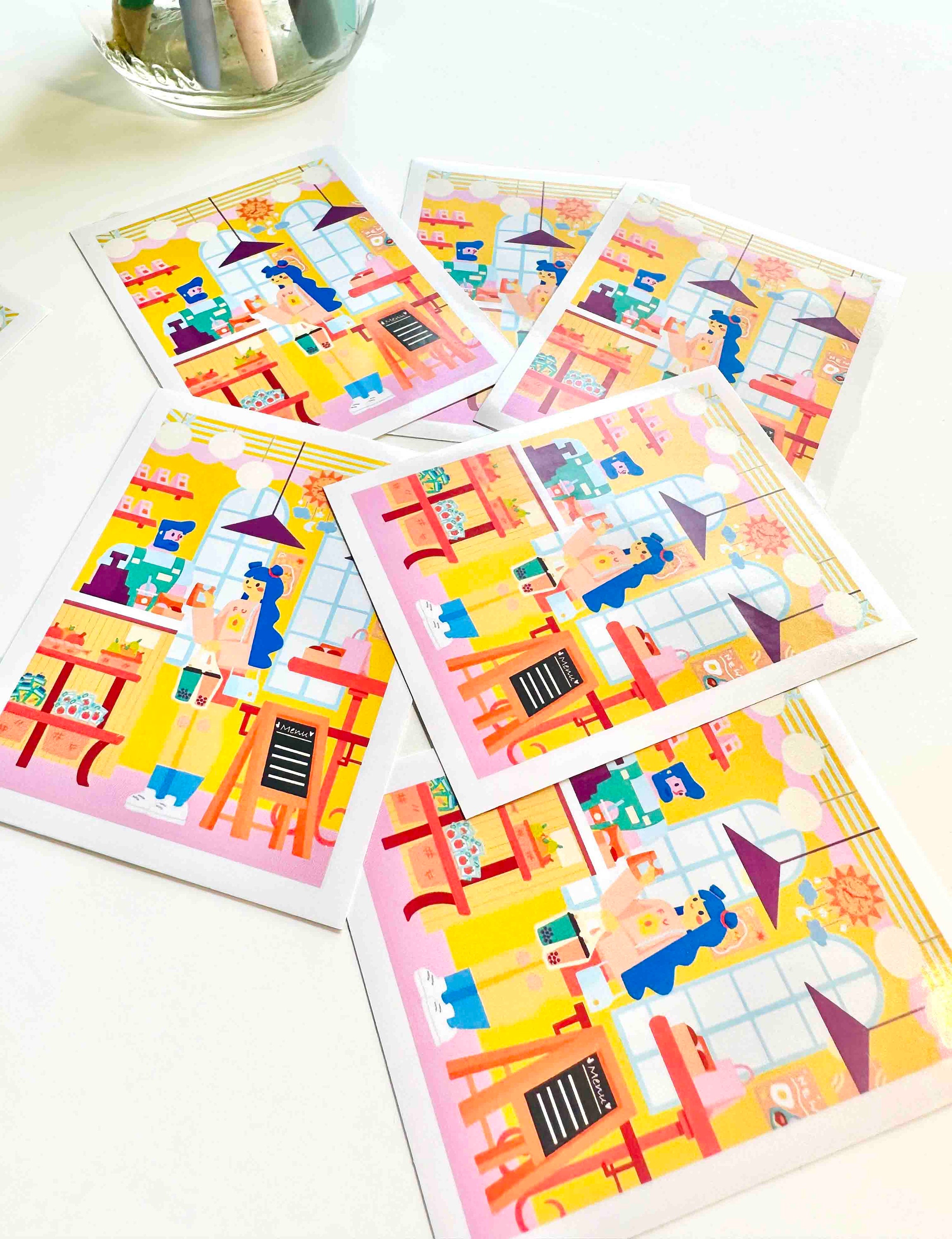 Bright Coffee Shop Illustration Sticker L Journaling & Stationery L ...