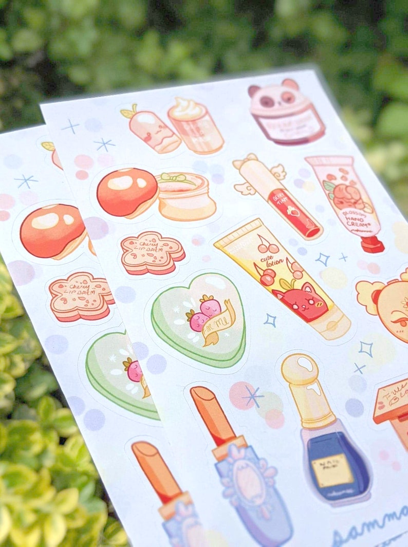 Beauty Makeup and Skincare Stickers L Moisturizer Nail Polish Eyeshadow ...
