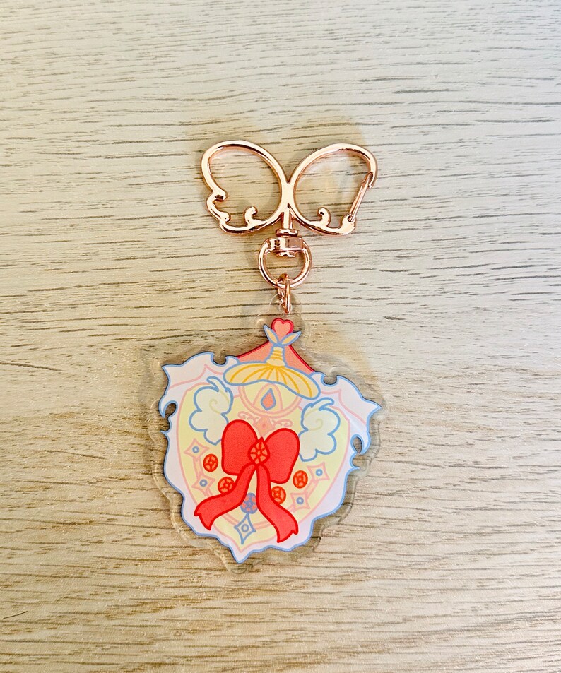 Clear Acrylic Magical Girl Shield Accessory Keychain 2.5" L Pink ...