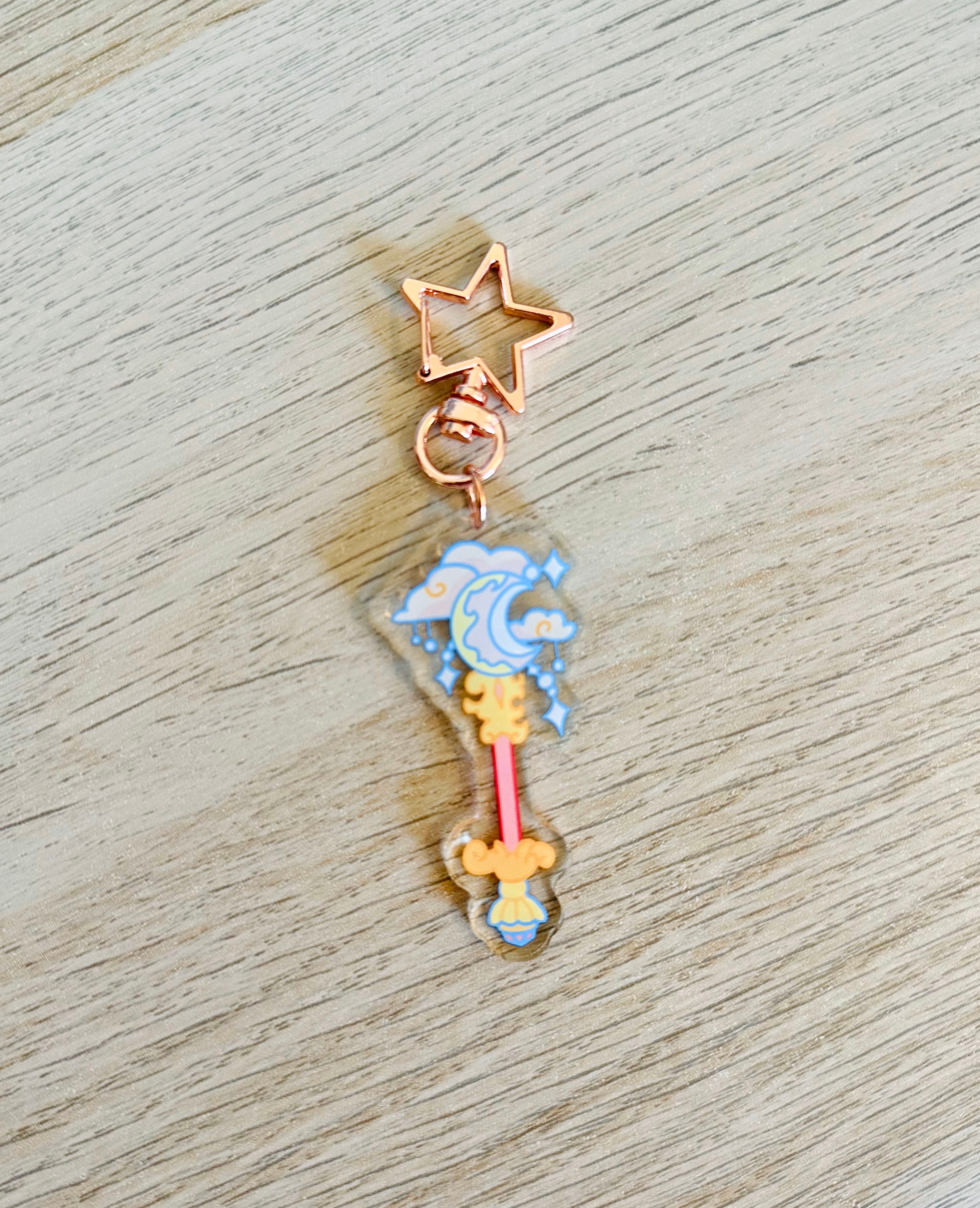 Clear Acrylic Magical Girl Moon Wand Accessory Keychain 2.5 L Pink ...