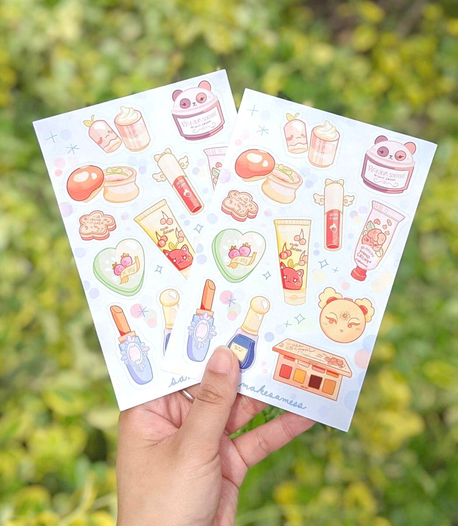 Beauty Makeup and Skincare Stickers L Moisturizer Nail Polish Eyeshadow ...