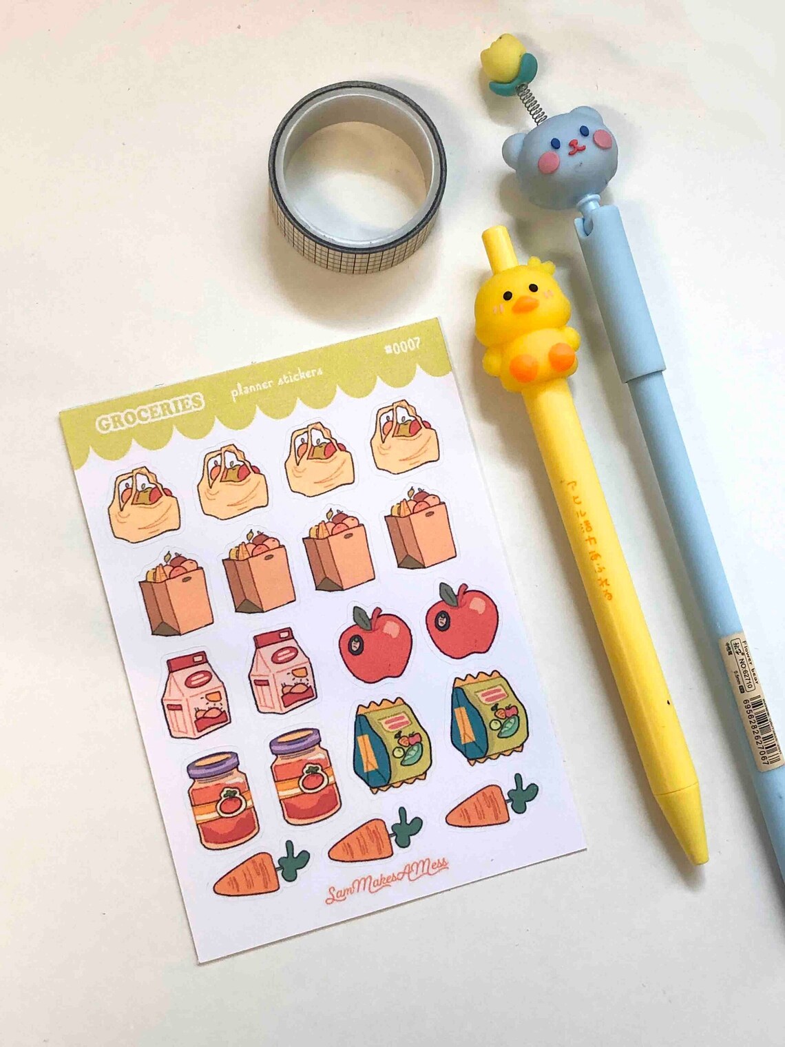 Grocery Shopping Planner Sticker Sheet Matte L Variety Stationery ...