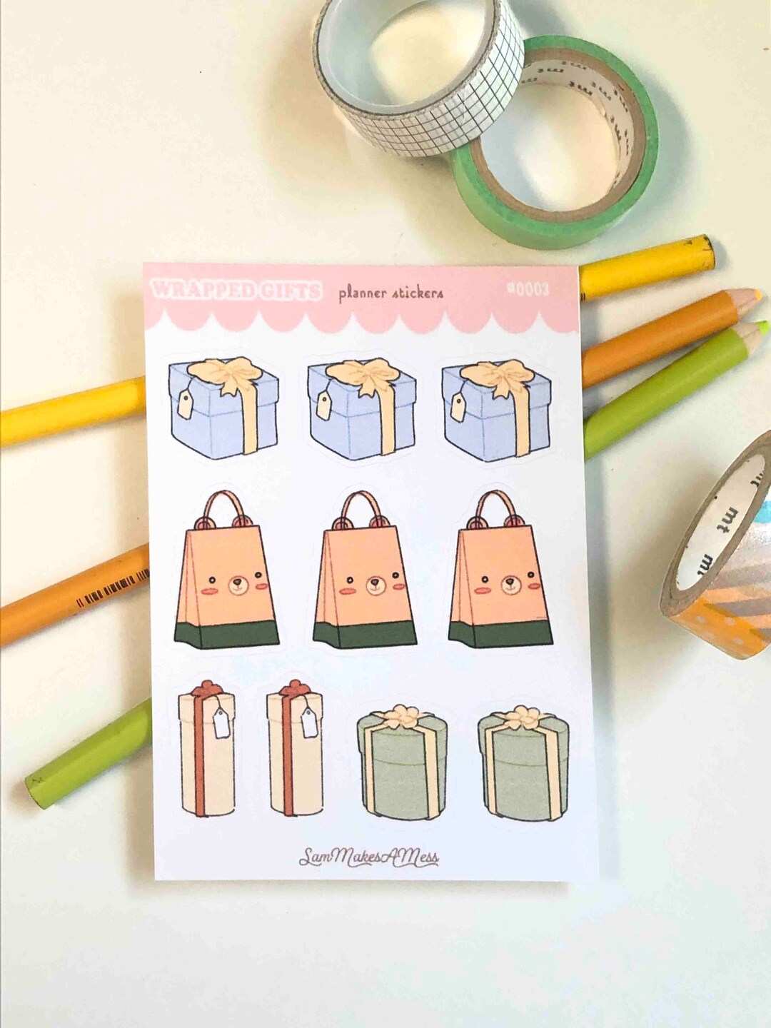 Gifts and Presents Planner Sticker Sheet Matte L Journaling Stationery ...