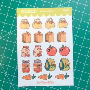 Grocery Shopping Planner Sticker Sheet Matte L Variety Stationery ...
