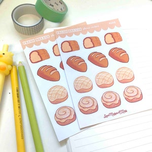 Bread Bun Bakery Planner Sticker Sheet Matte L Variety Stationery ...