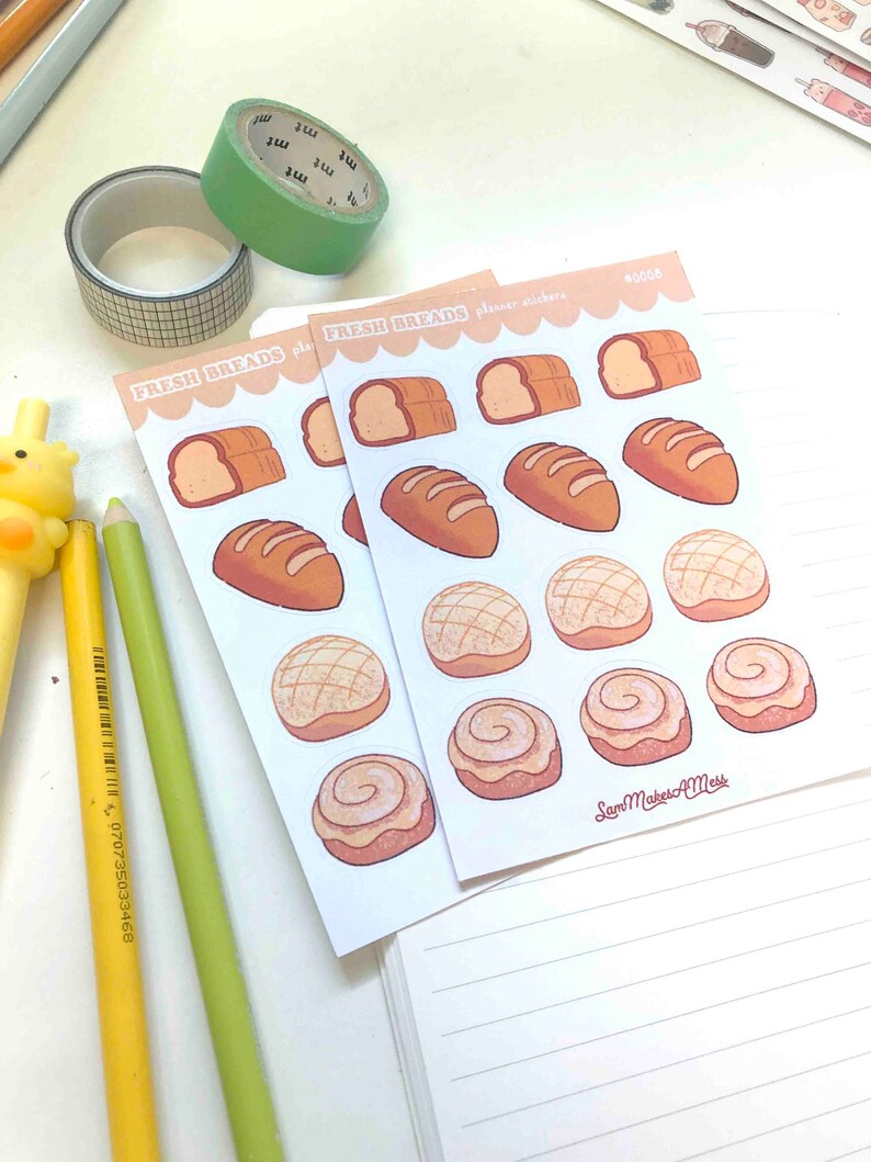 Bread Bun Bakery Planner Sticker Sheet Matte L Variety Stationery ...