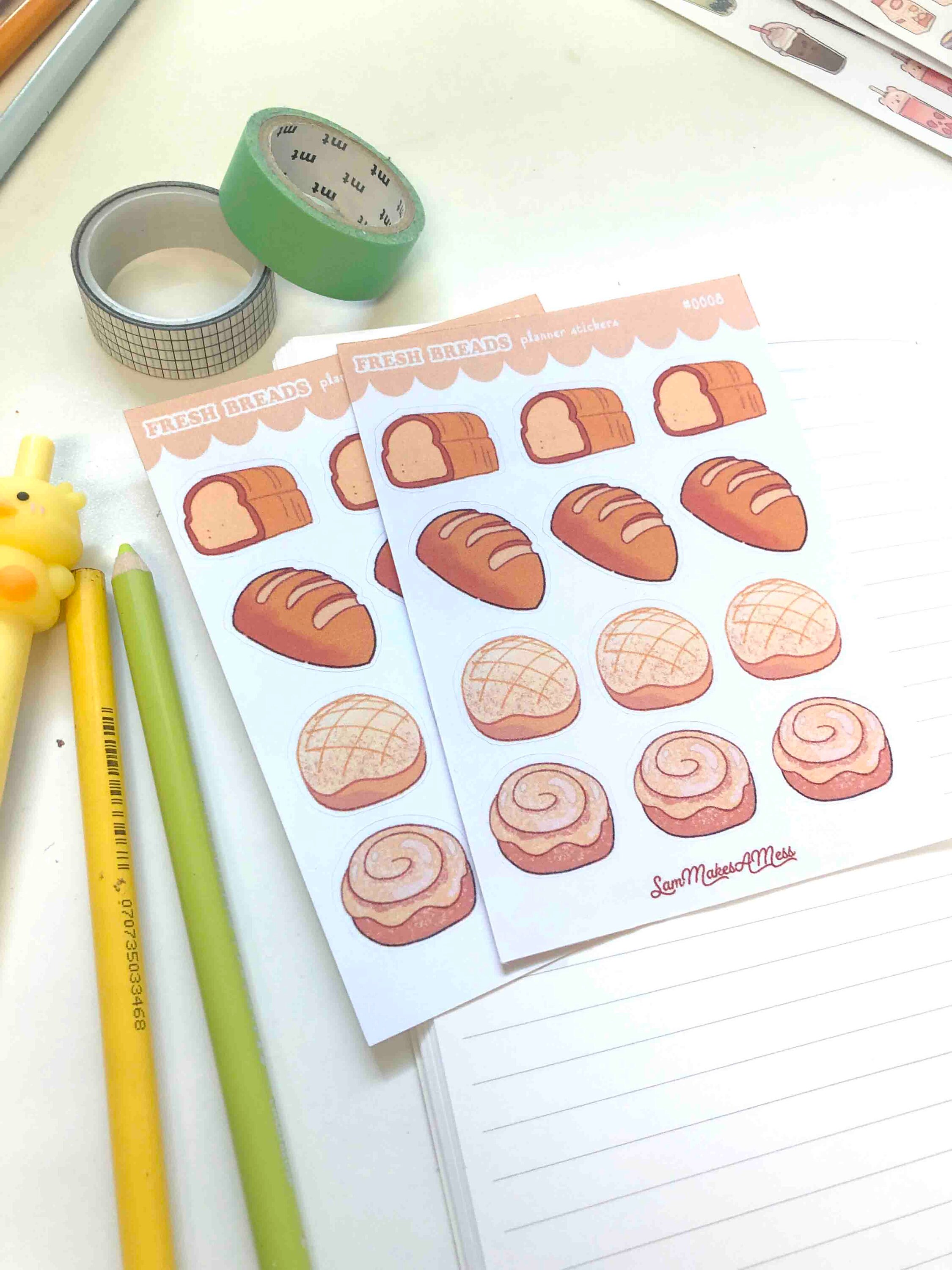 Bread Bun Bakery Planner Sticker Sheet Matte L Variety Stationery ...
