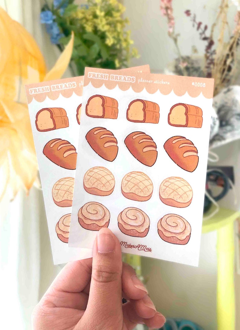 Bread Bun Bakery Planner Sticker Sheet Matte L Variety Stationery ...