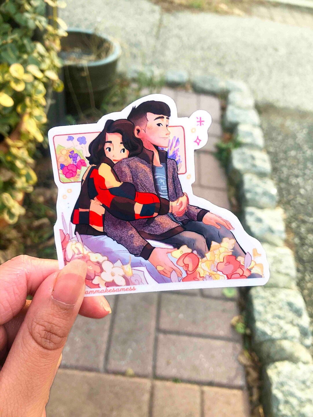 Cute Comic Aesthetic Couple Diecut Sticker L Waterproof Glossy L ...