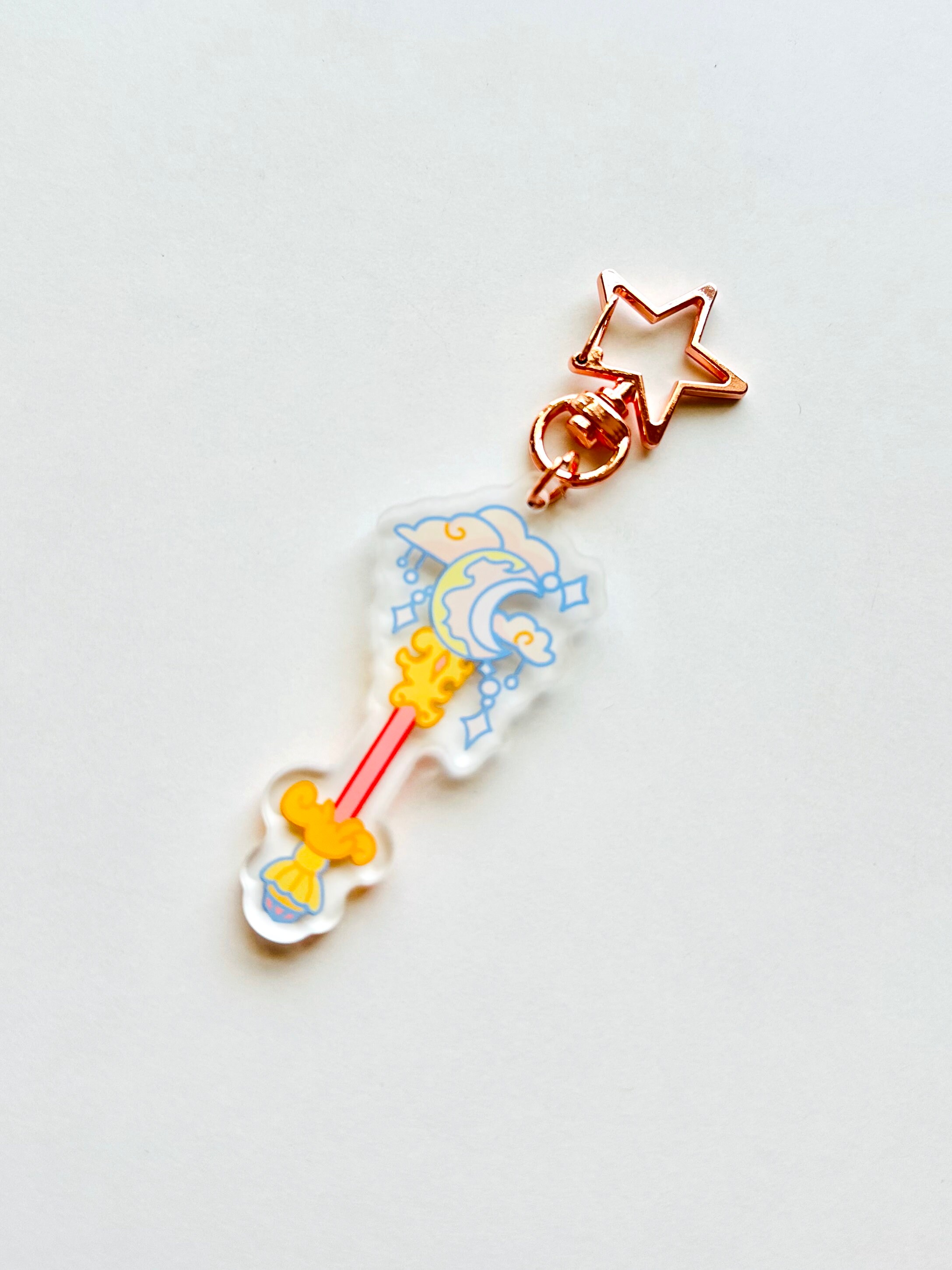 Clear Acrylic Magical Girl Moon Wand Accessory Keychain 2.5 L Pink ...