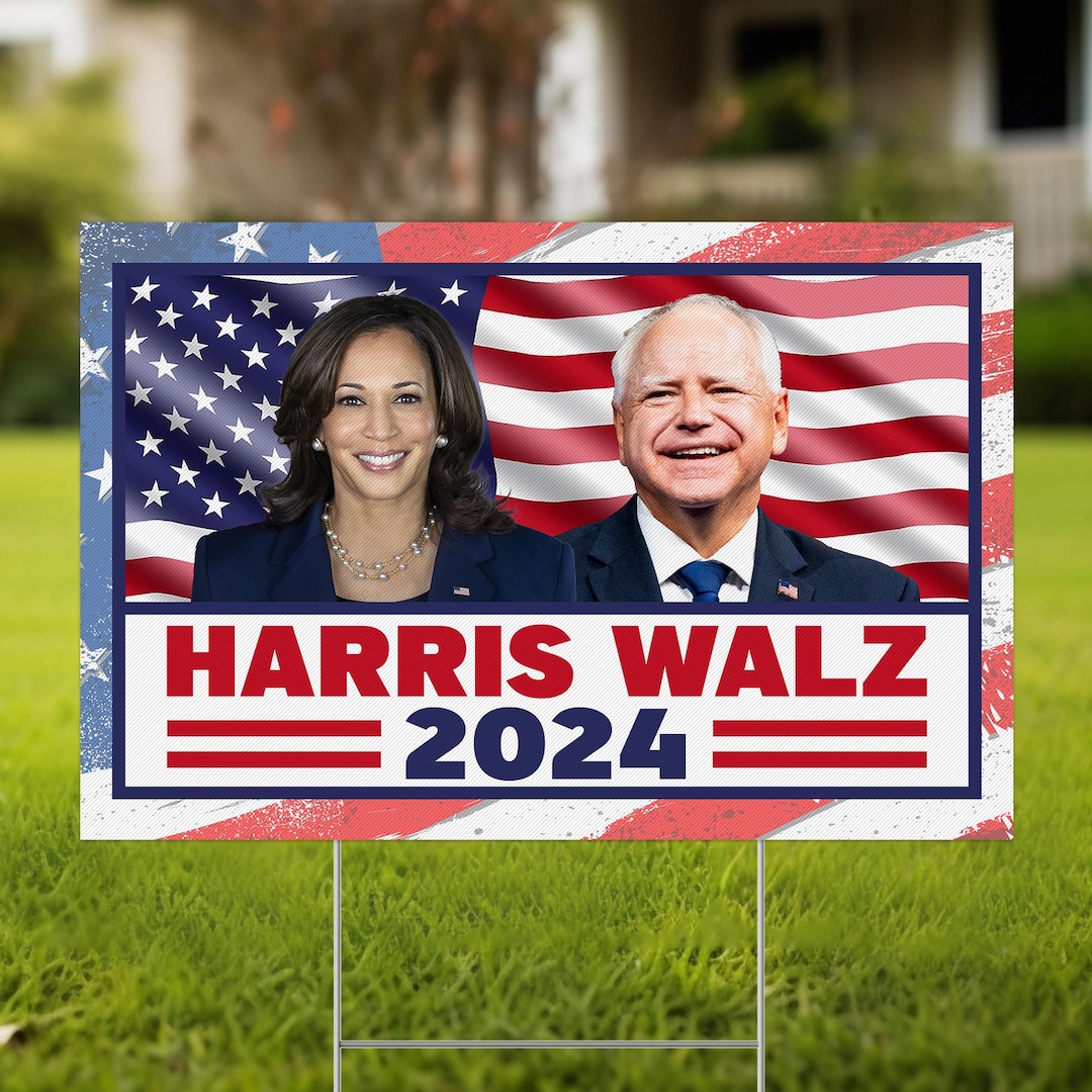 Letrero de Harris Walz, Kamala Harris, Tim Walz, presidente y ...