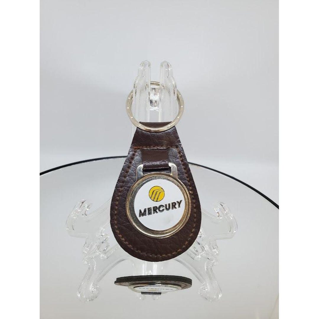 Vintage Mercury Logo Leather Keychain With Metal Ring - Etsy