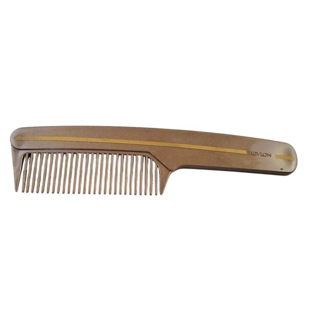 Vintage Revlon Styling Comb Brown Gold Stripe 1980s Unbreakable Plastic ...