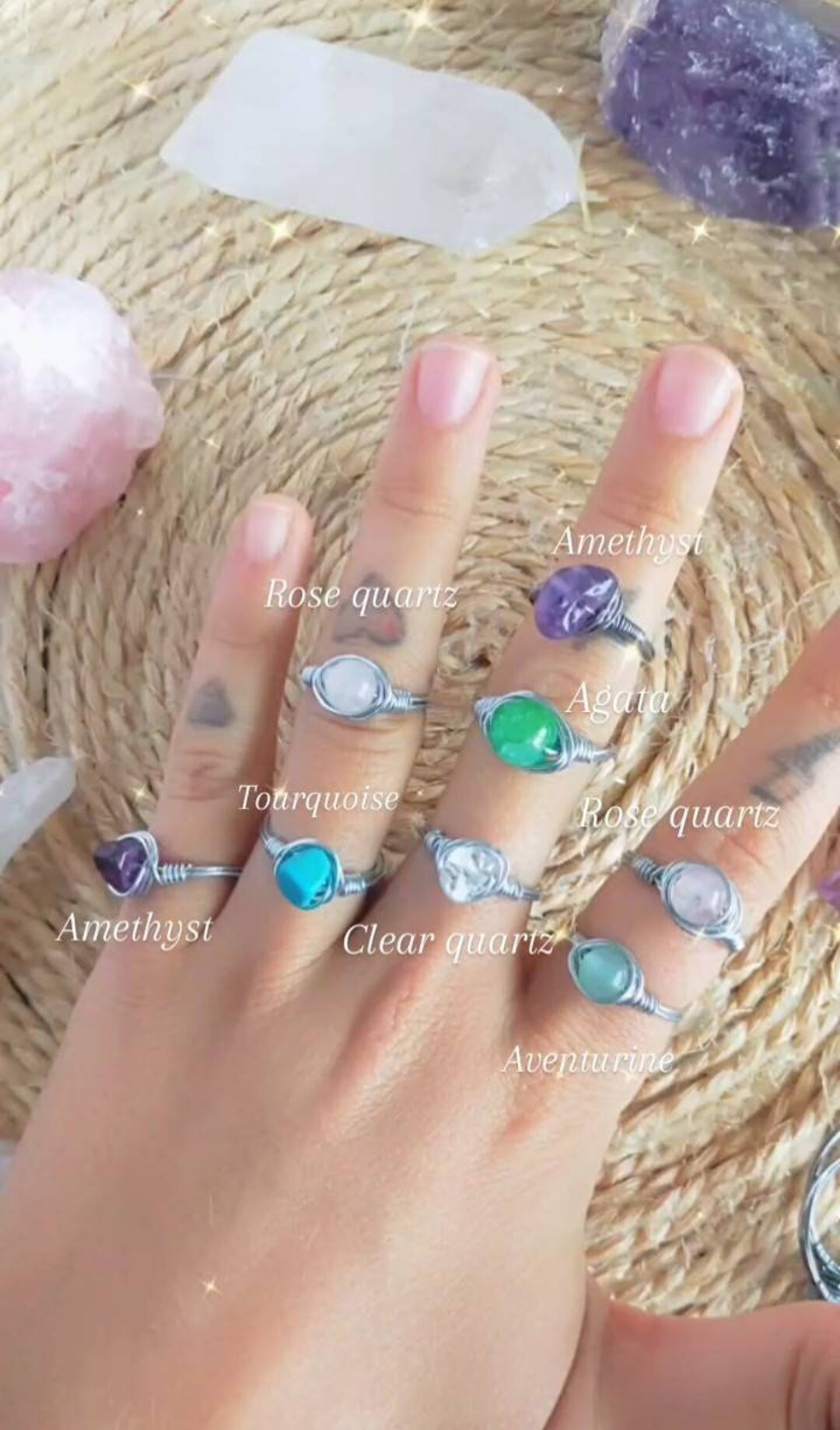 Crystal Rings / Woman Ring / Ring Aesthetic / Wire Rings / Custom Ring ...