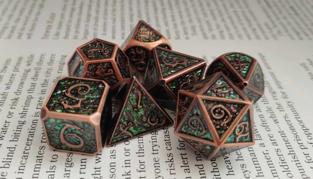 RPG Metal Green/purple Dungeons & Dragons Dice Set - Etsy