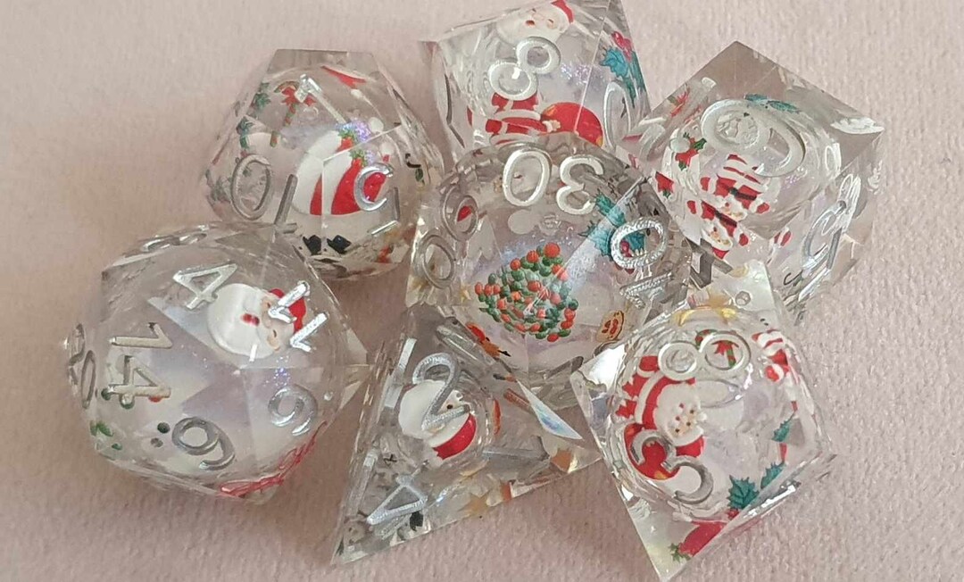 Christmas Liquid Core Swirl DND RPG Dice Set - Etsy