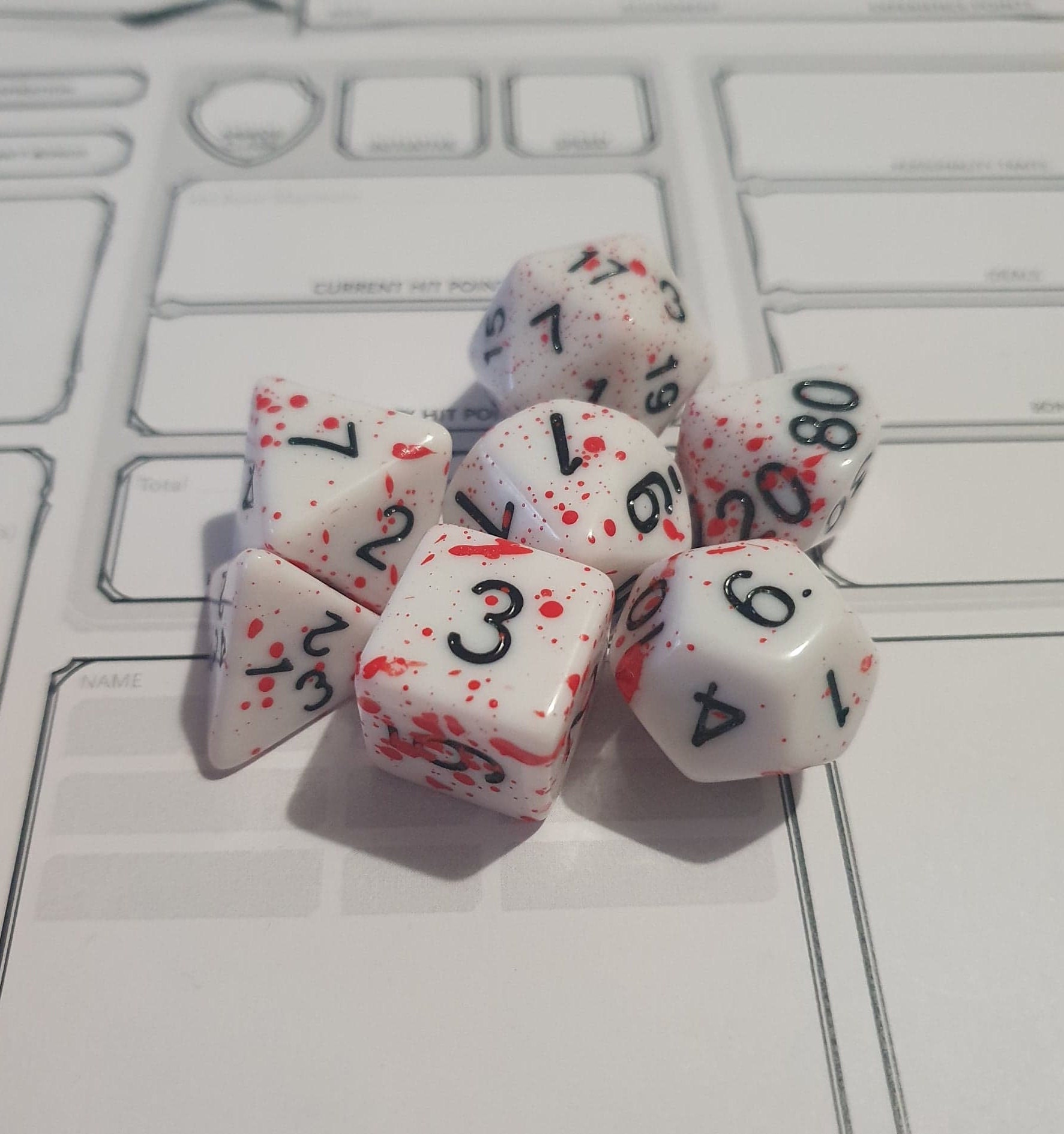 Blood Splattered Dungeons and Dragons 7 Piece Dice Set - Etsy