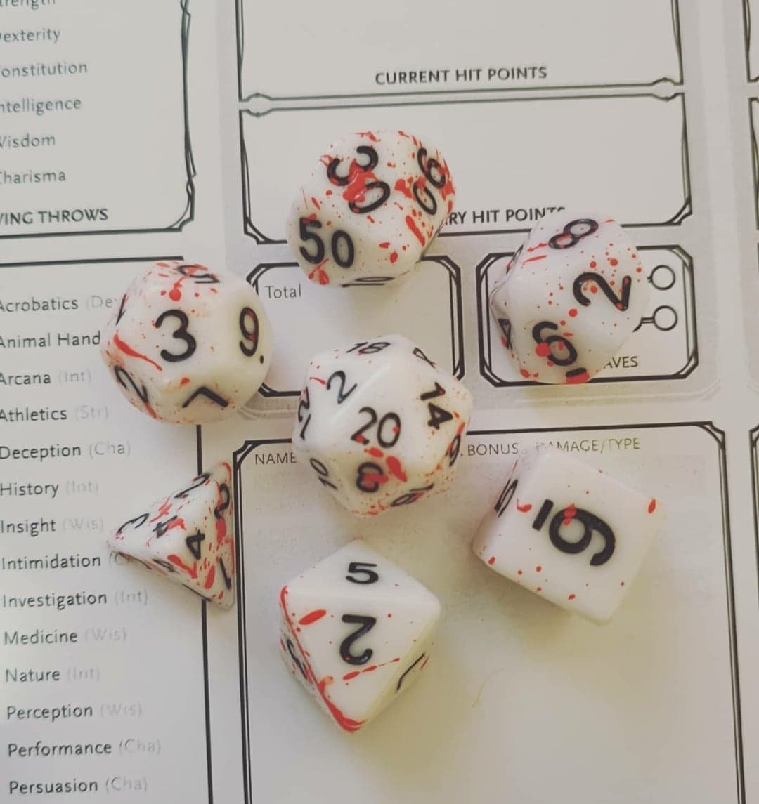 Blood Splattered Dungeons and Dragons 7 Piece Dice Set - Etsy