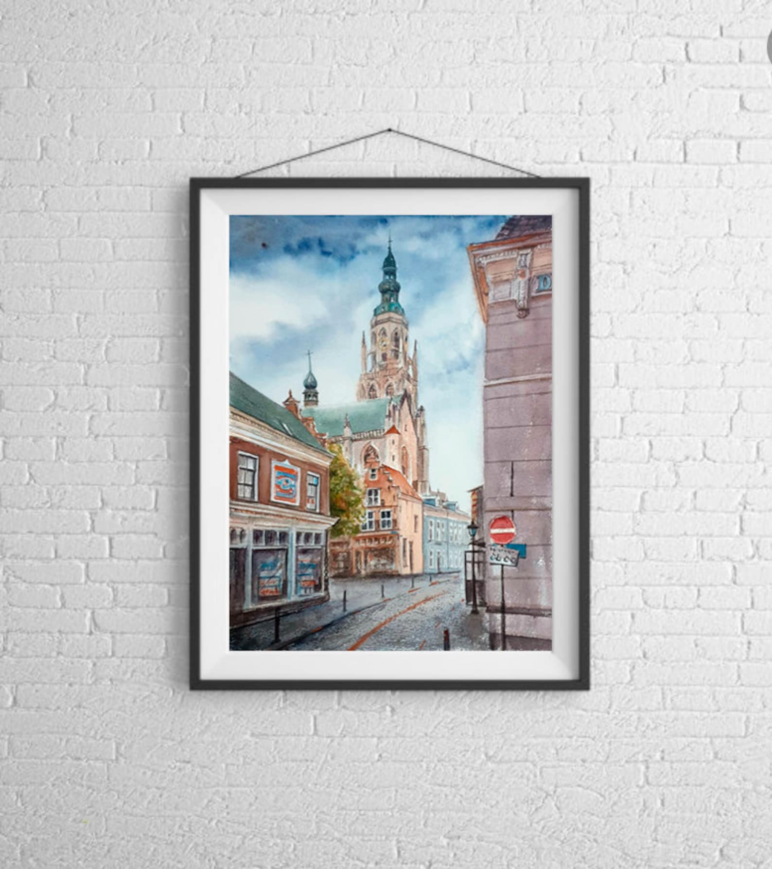 Breda City Watercolor Painting Dutch Houses Netherlands - Etsy