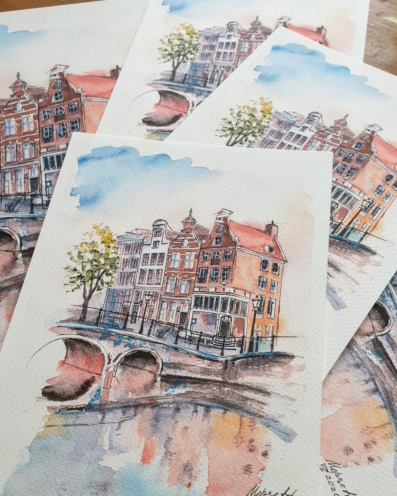 Amsterdam Watercolor Painting Canal Houses Keizersgraht - Etsy
