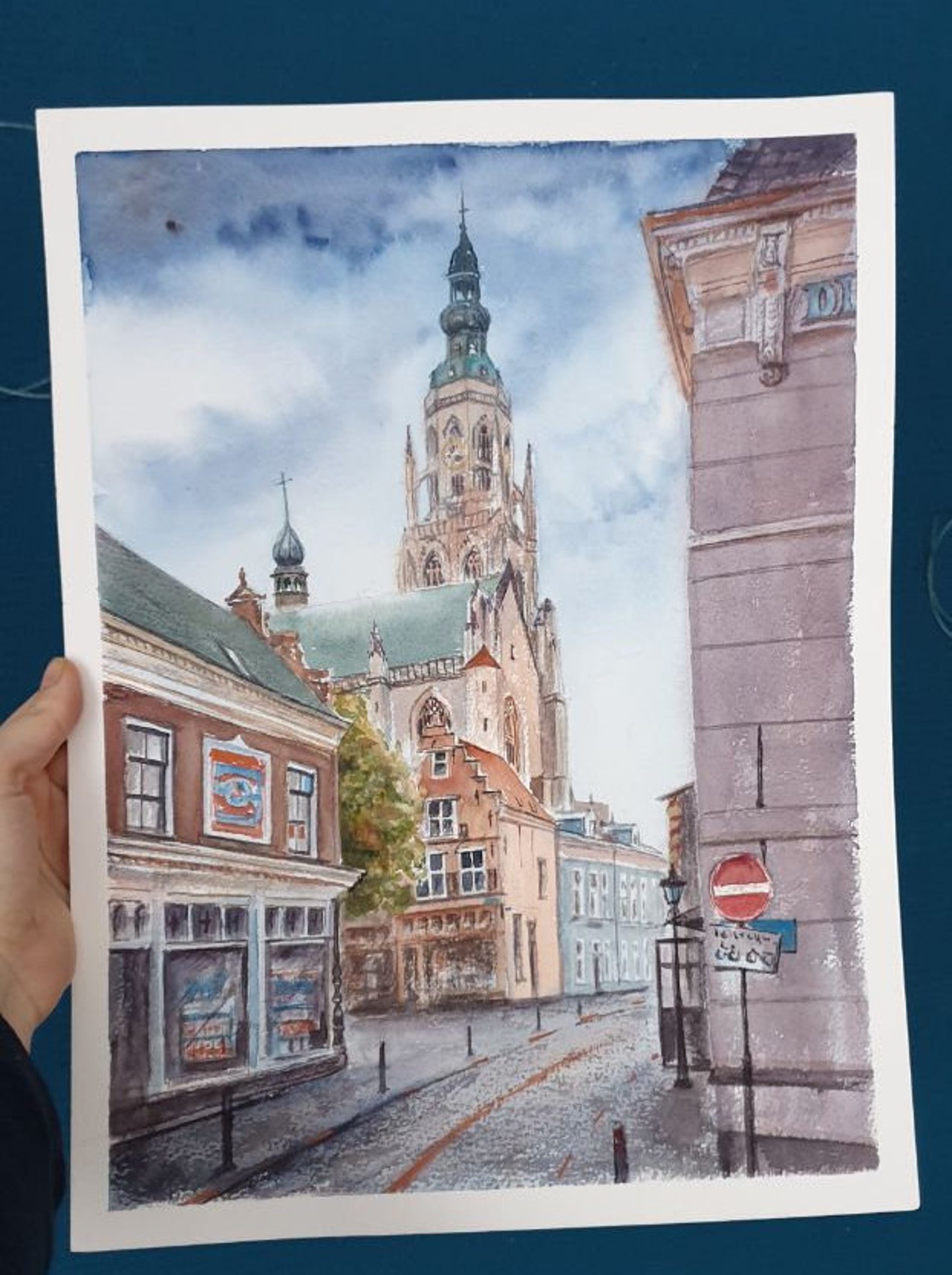 Breda City Watercolor Painting Dutch Houses Netherlands - Etsy