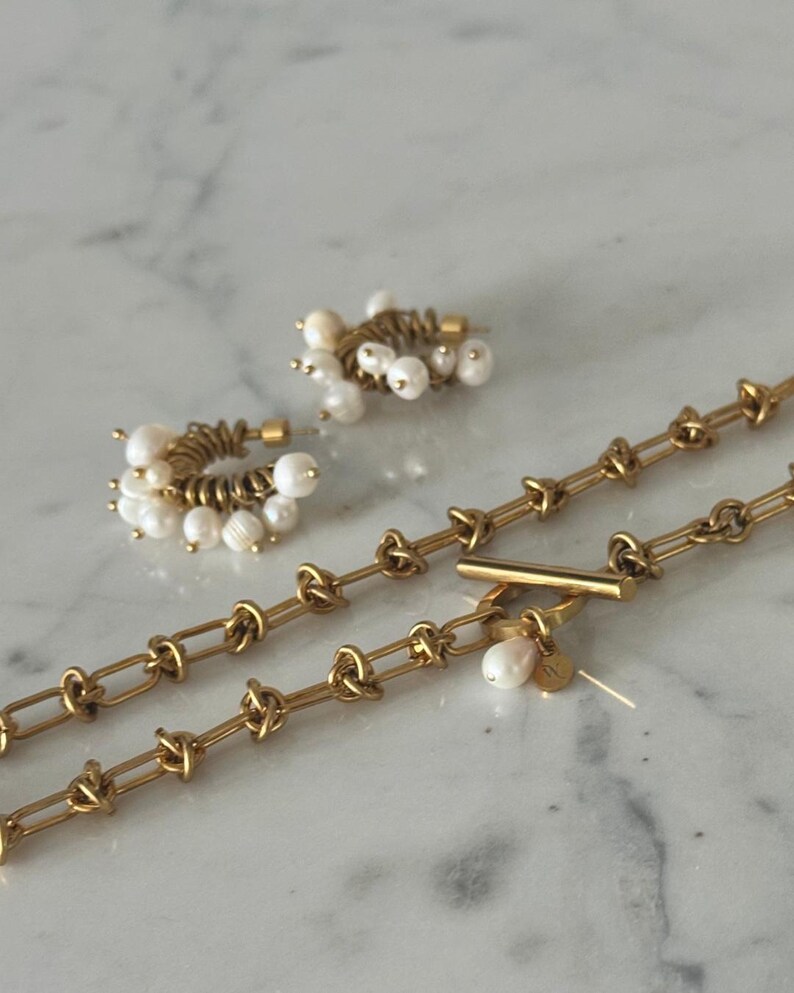 Pearl Crown Coil Hoops | Gold Plated, Hypoallergenic - Etsy Canada