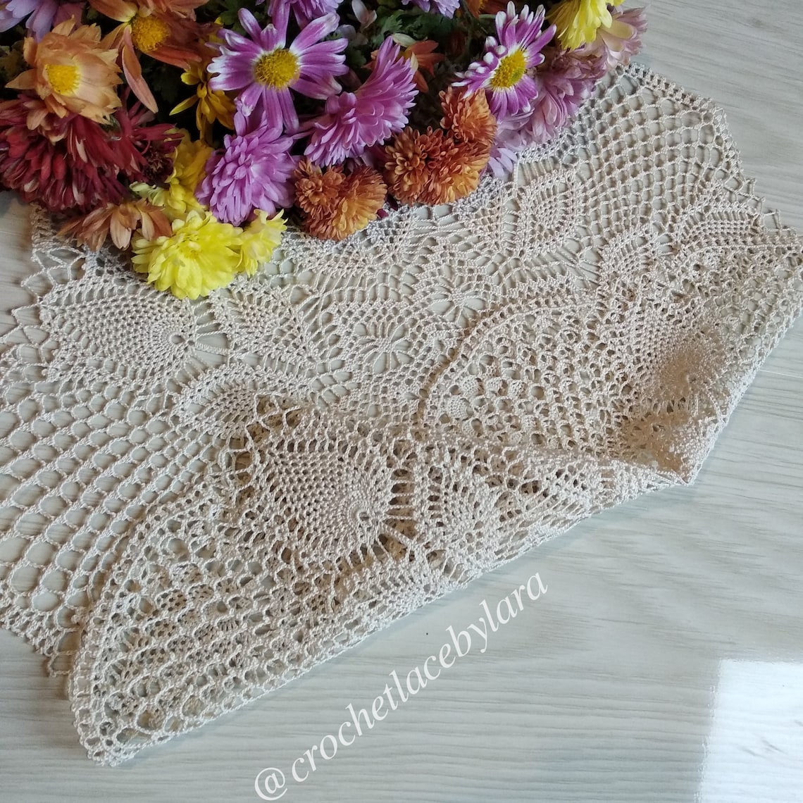 Tulips Crochet Doily Ecru Lace Doily Tablecloth With Tulips - Etsy