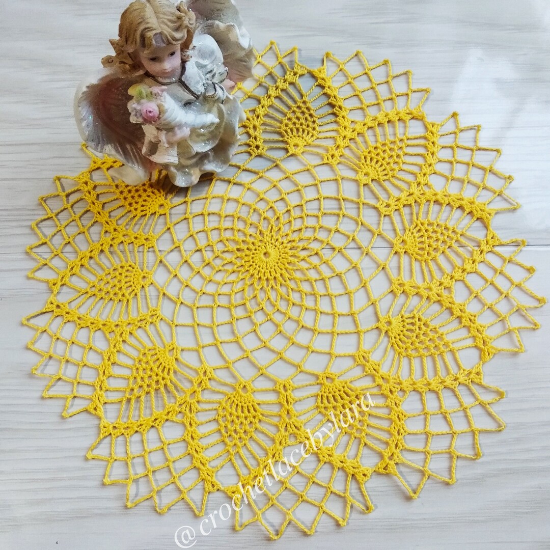 Yellow Crochet Doily, Handmade Cotton Lace, Holiday Decor - Etsy