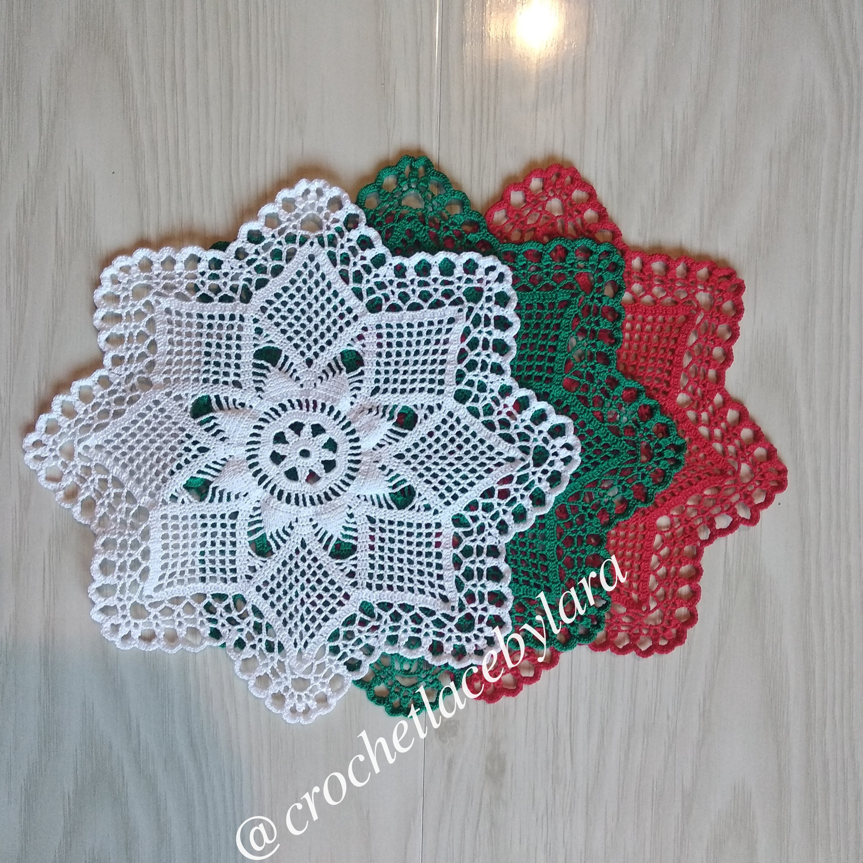 Set of 3 Christmas Doilies, Three Christmas Coasters, Christmas Crochet ...
