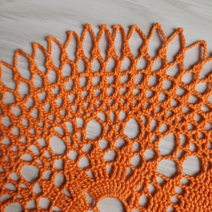 Orange Crochet Cotton Doily, Handmade Oval Lace (9x11 In) - Etsy