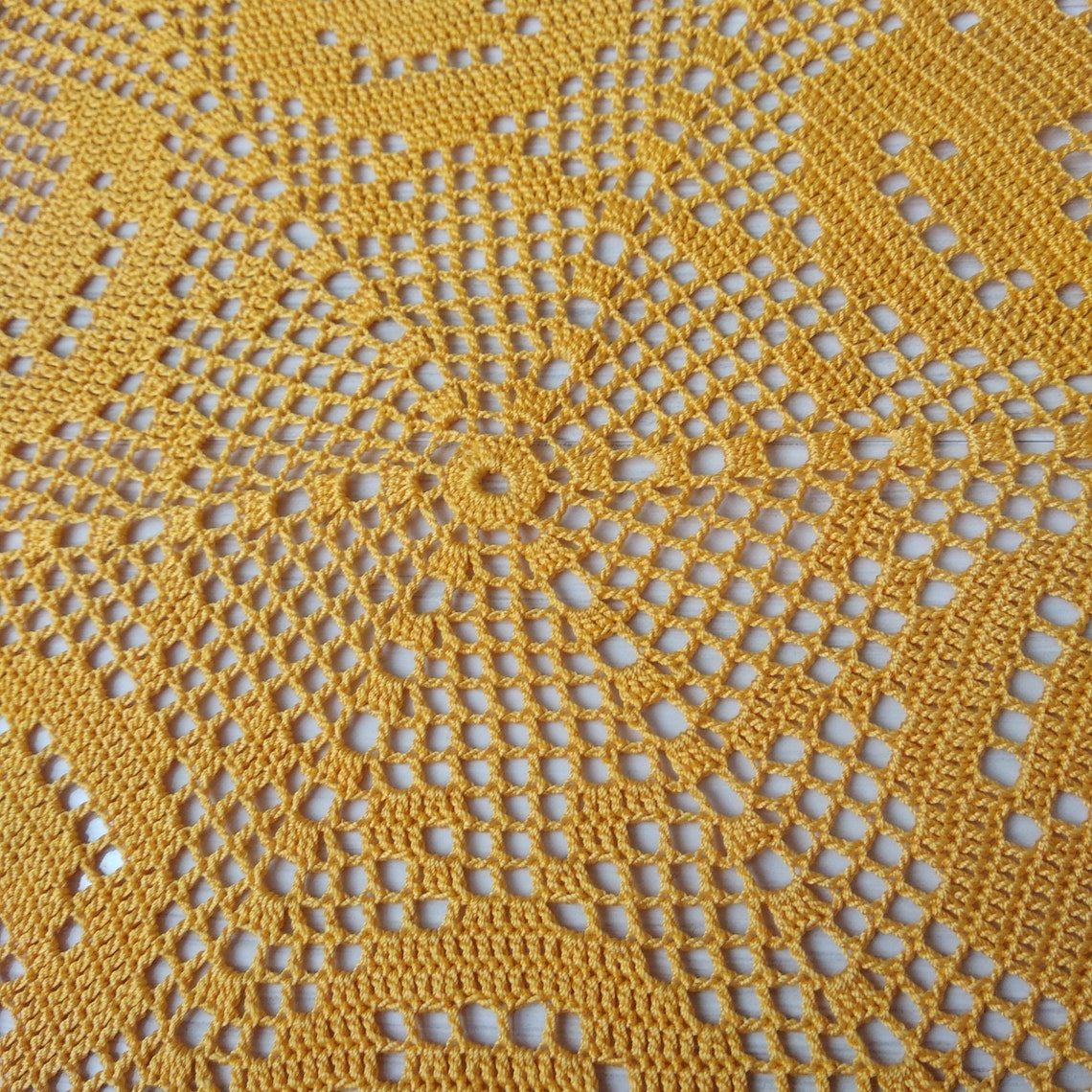 Easter Crochet Doily, Chicken Doily, Easter Decor, Yellow Crochet Doily ...
