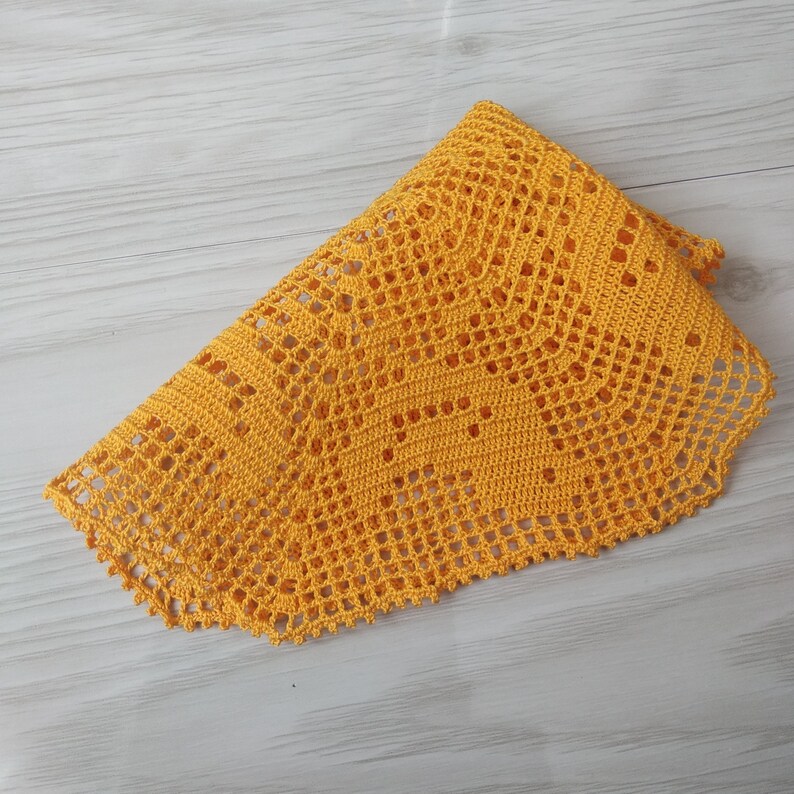 Easter Crochet Doily, Chicken Doily, Easter Decor, Yellow Crochet Doily ...
