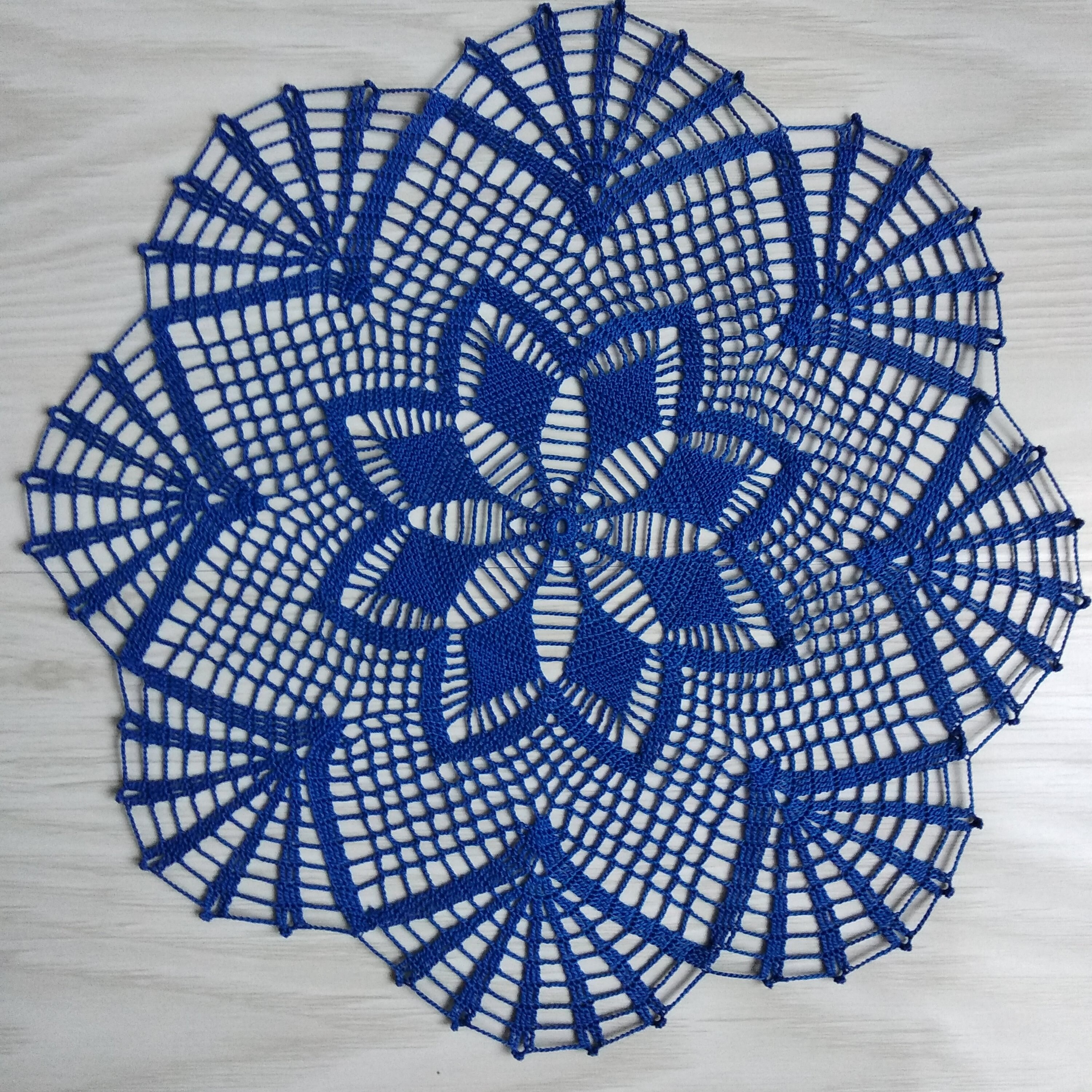 Dark Blue Crochet Doily, Floral Round Doily, Crochet Lace Doily, Blue ...