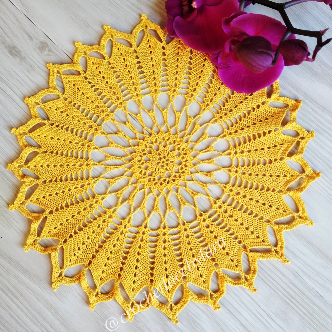 Yellow Crochet Cotton Doily, Handmade Floral Lace, 9 Inch - Etsy