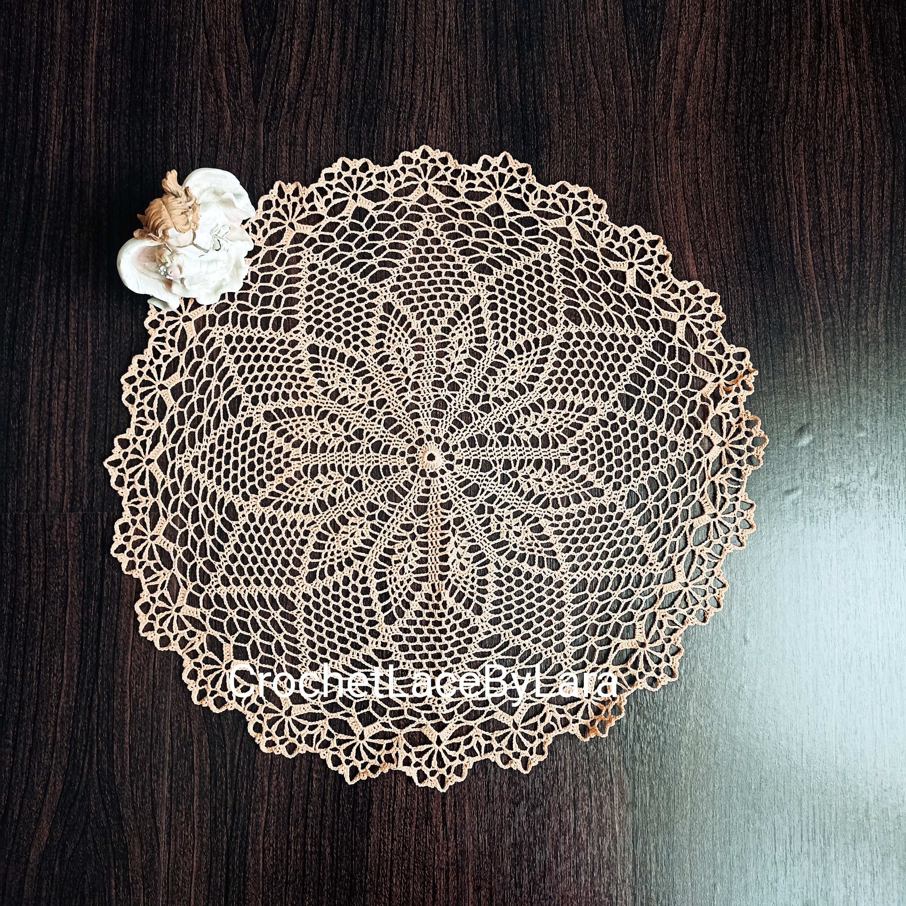 Crochet Peach Doily, 14 Inch Cotton Floral Table Decor - Etsy