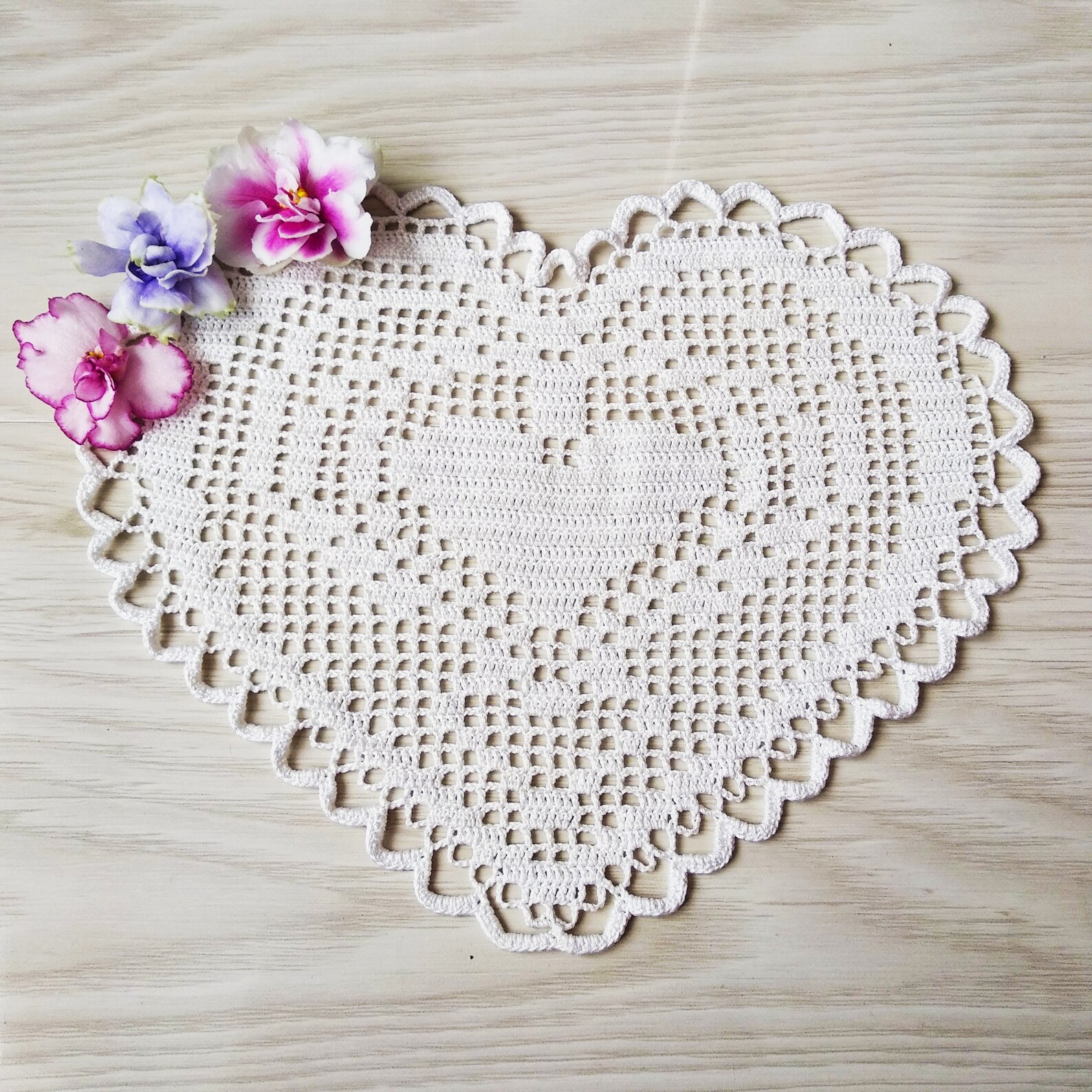 Heart Crochet Doily Valentine's Day Heart Doily - Etsy