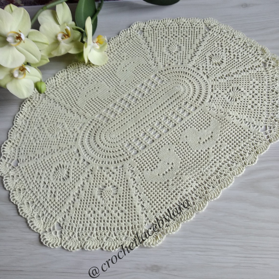 Easter Chicken Crochet Doily, Yellow Cotton Oval Lace - Etsy