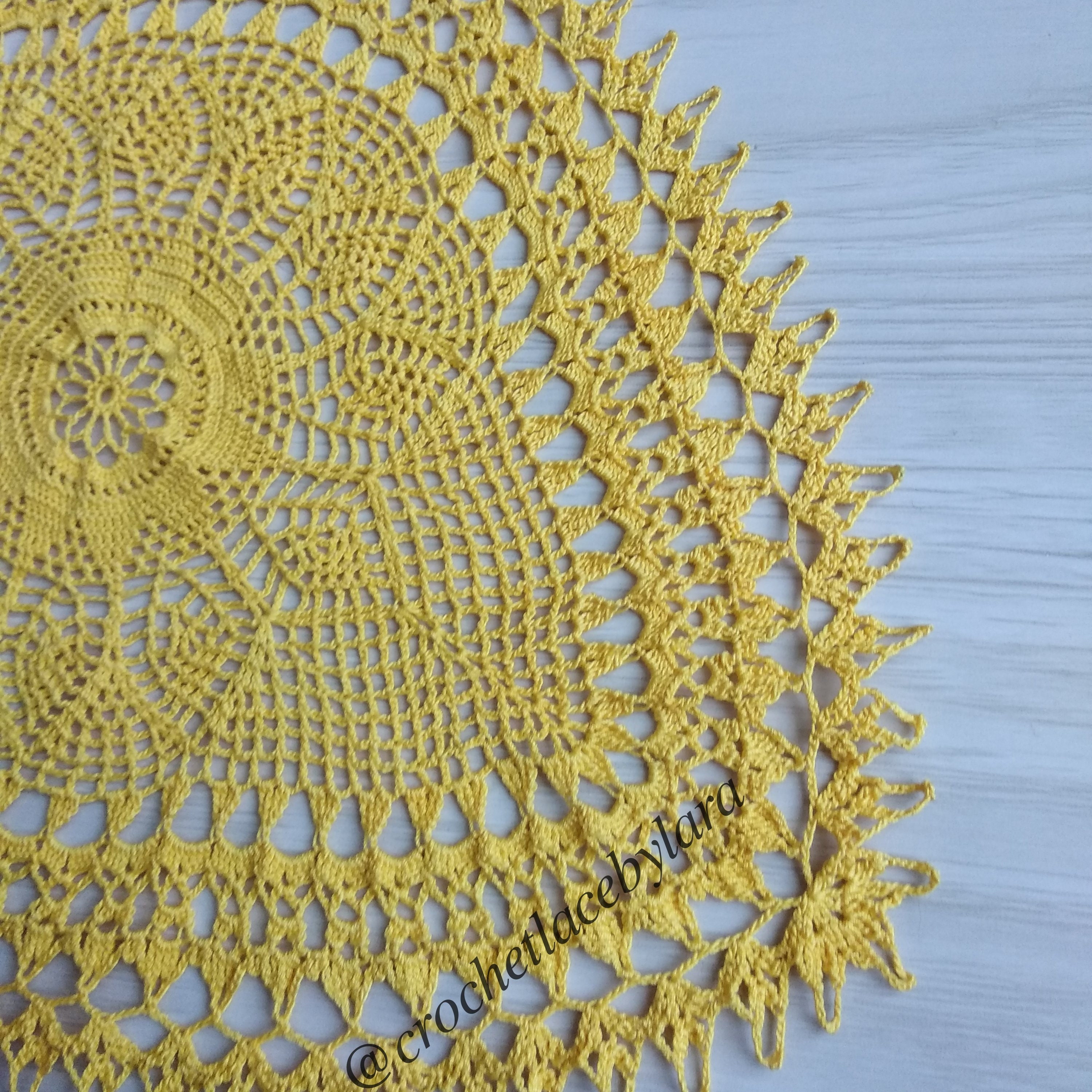 Yellow Crochet Doily, Oval Cotton Lace, Handmade Home Decor (12x17 ...