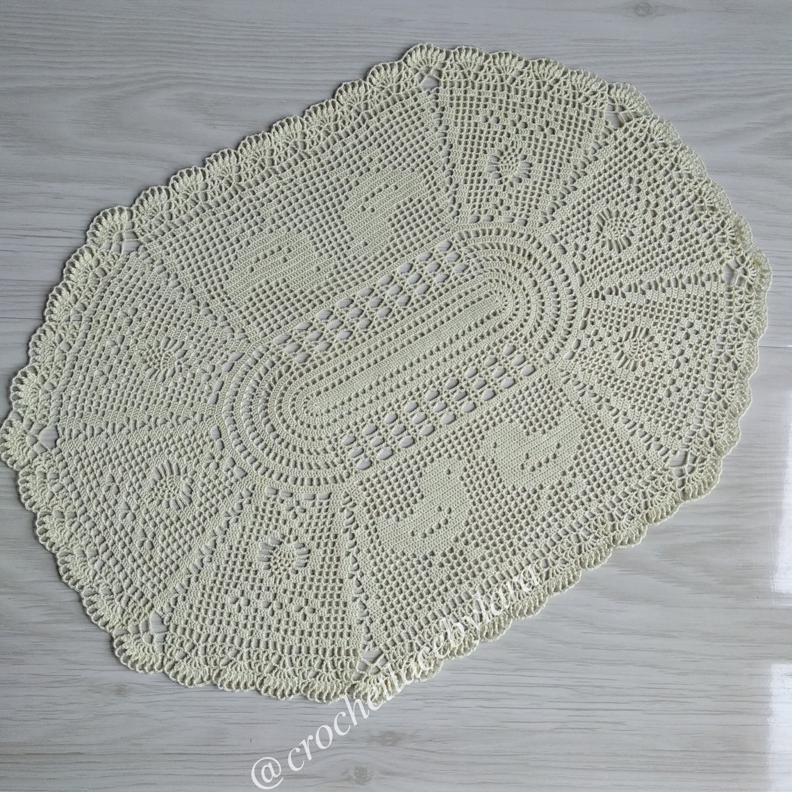 Easter Chicken Crochet Doily, Yellow Cotton Oval Lace - Etsy
