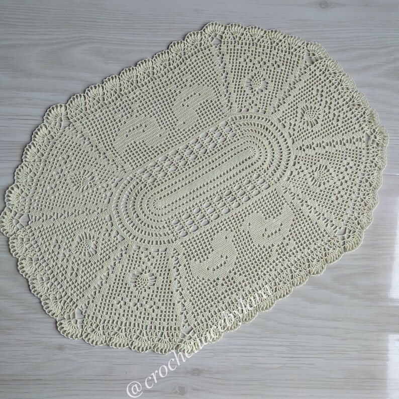 Easter Chicken Crochet Doily, Yellow Cotton Oval Lace - Etsy