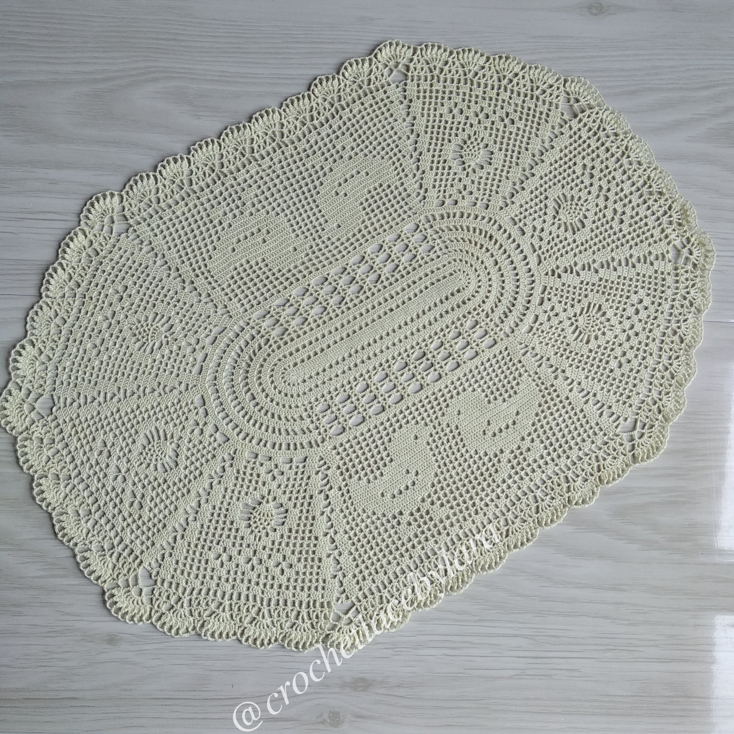 Easter Chicken Crochet Doily, Yellow Cotton Oval Lace - Etsy