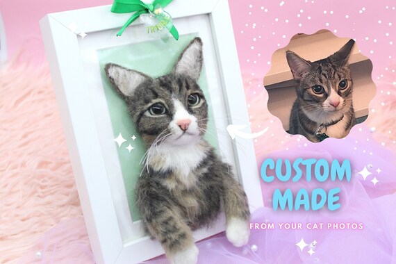 Custom Felted Cat Portrait Personalized Pet Portrait Pet - Etsy