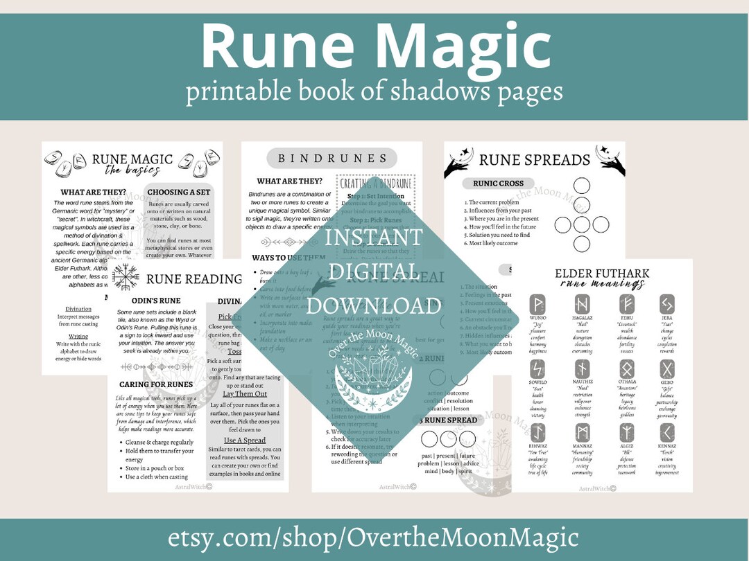 Rune Magic Printable Grimoire Pages - Etsy