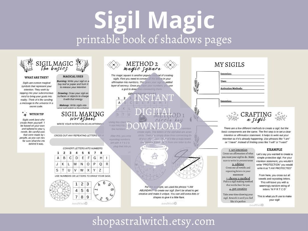 Sigil Magic Worksheets | Printable Grimoire Pages - Etsy
