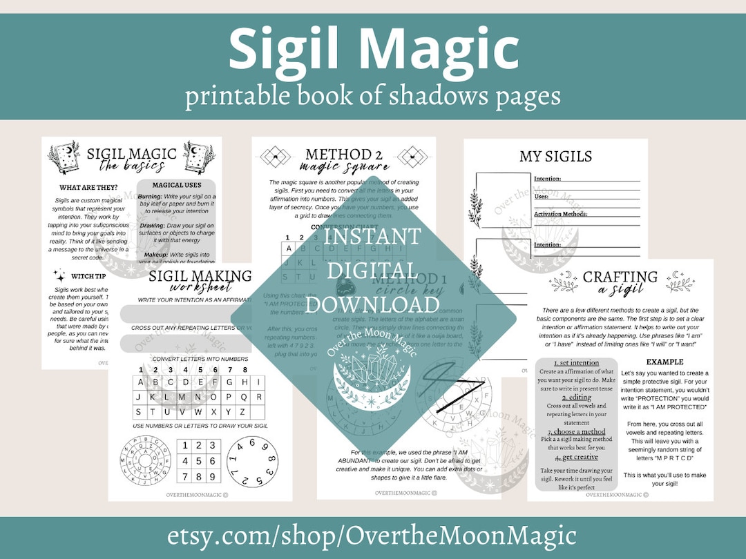 Sigil Magic Worksheets | Printable Grimoire Pages - Etsy