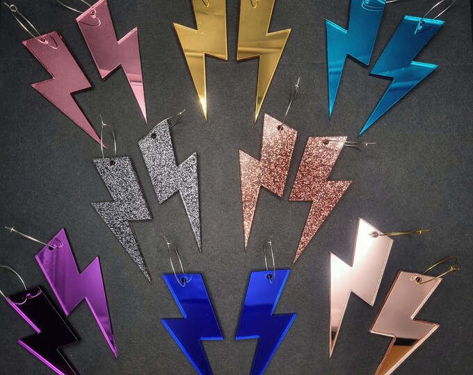 BIG Lightning Bolt Hoop Earrings. Available in 8 Different Colours ...