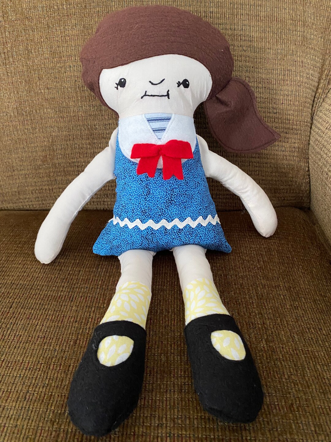 Girl Rag Doll Felt Hair Handmade 17 Inches - Etsy