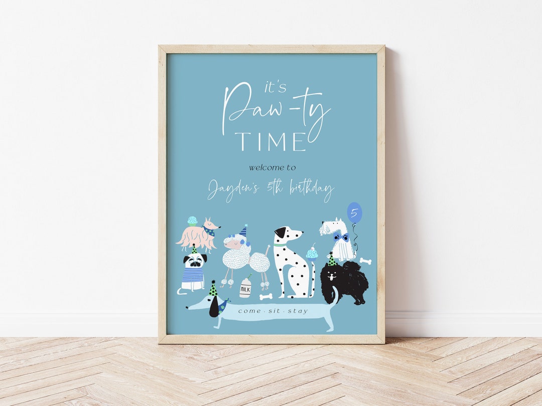 Dog Birthday Welcome Sign, Editable Dog Welcome Birthday Sign, Puppy ...