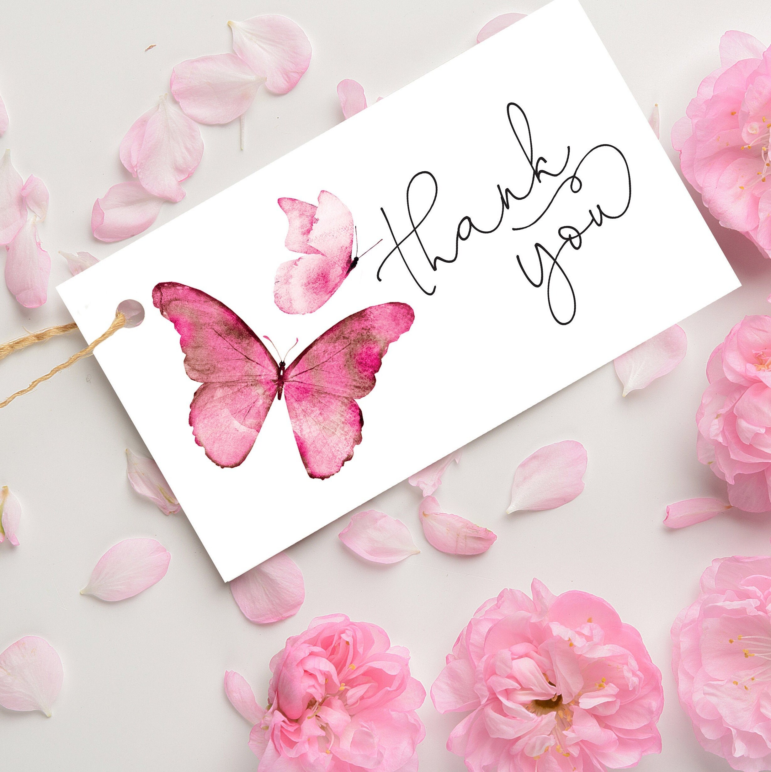 Pink Butterfly Thank You Tags: Bridal Shower, Baby Shower (PDF) - Etsy ...